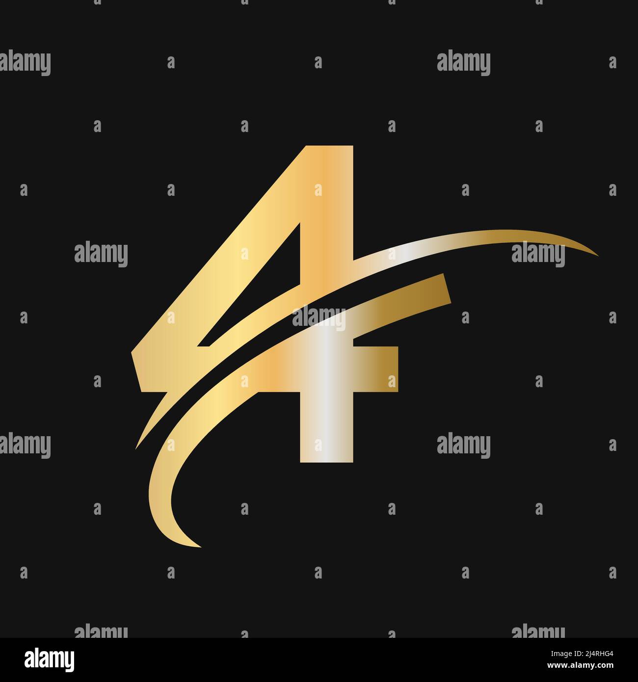 Initial letter 4 logo design with swoosh sign. 4 logotype based ...