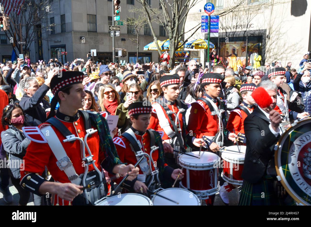 Marching band as they make their way up Fifth Avenue on Easter Sunday ...