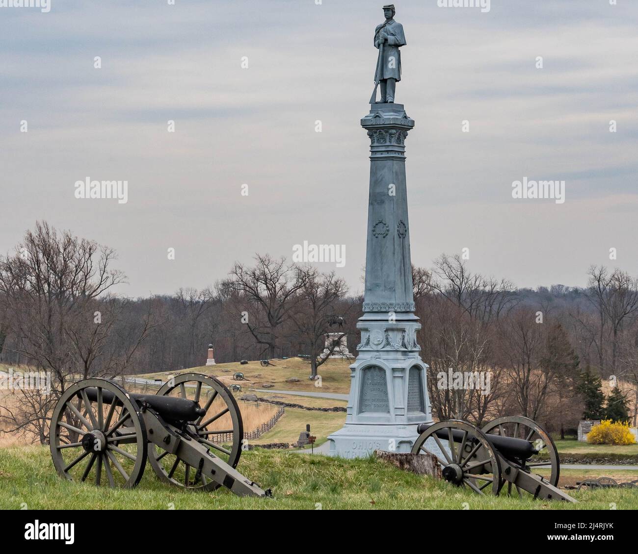 Monument to the 4th Ohio Infantry, Cemetery Hill, Gettysburg National Military Park ...