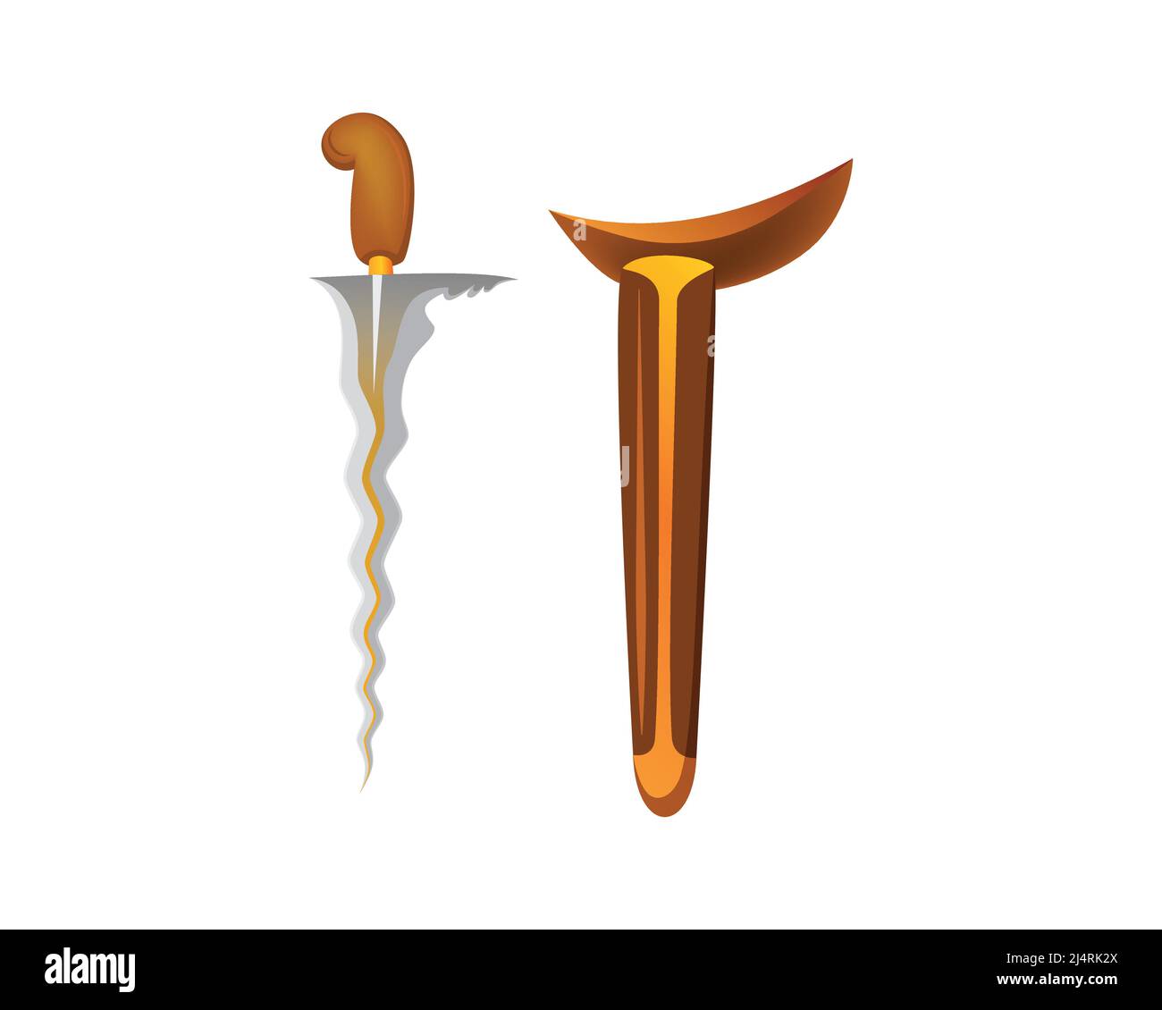 Detailed Keris Indonesian Traditional Weapon Illustration Vector Stock ...