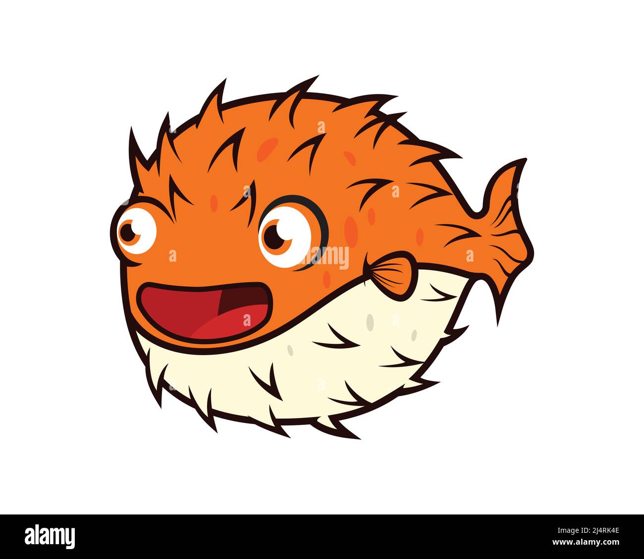 Swimming Fugu Fish with Cheerful Expression Illustration Vector Stock ...