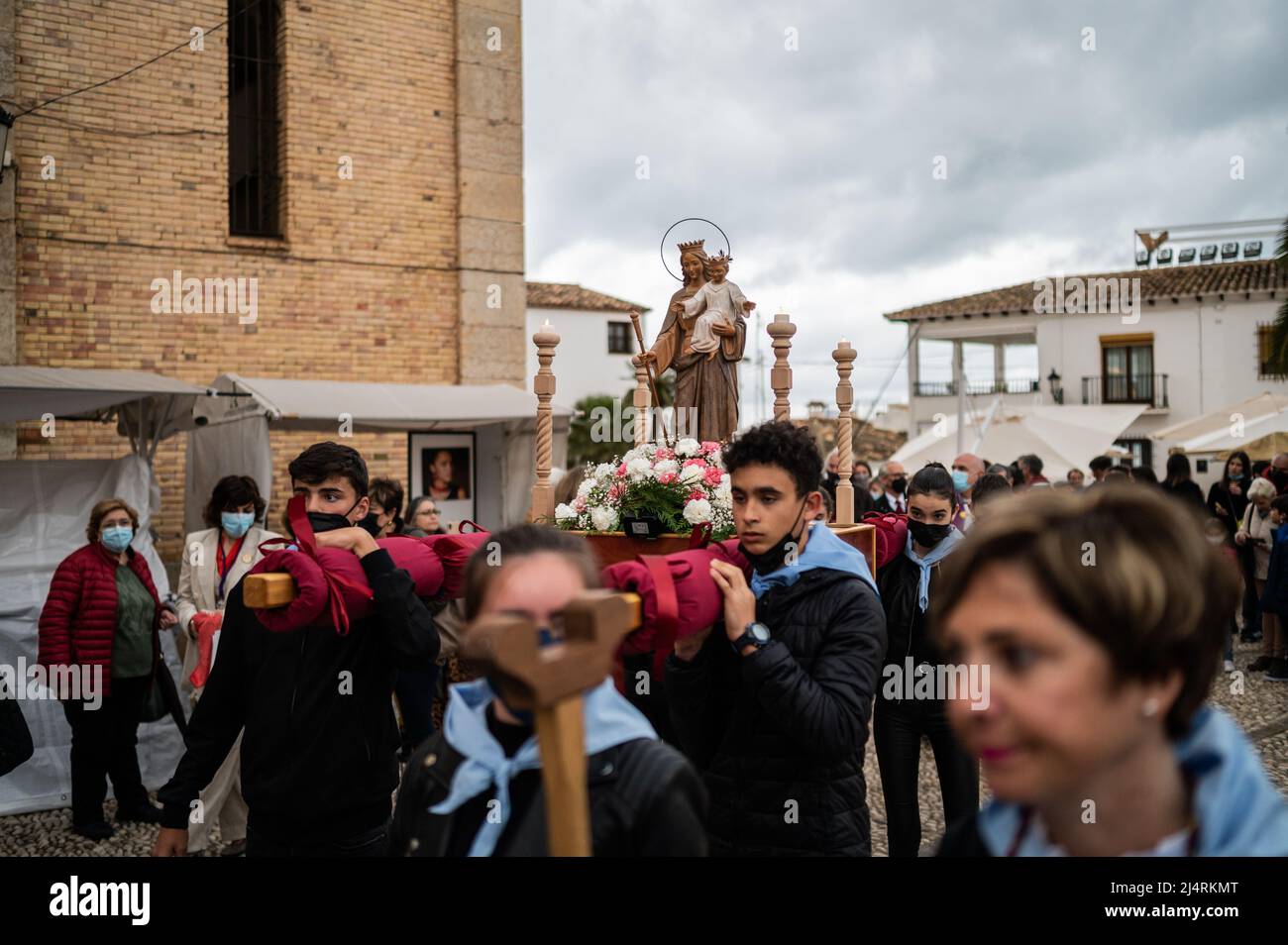 Child procession during Easter week religious celebration in Altea ...