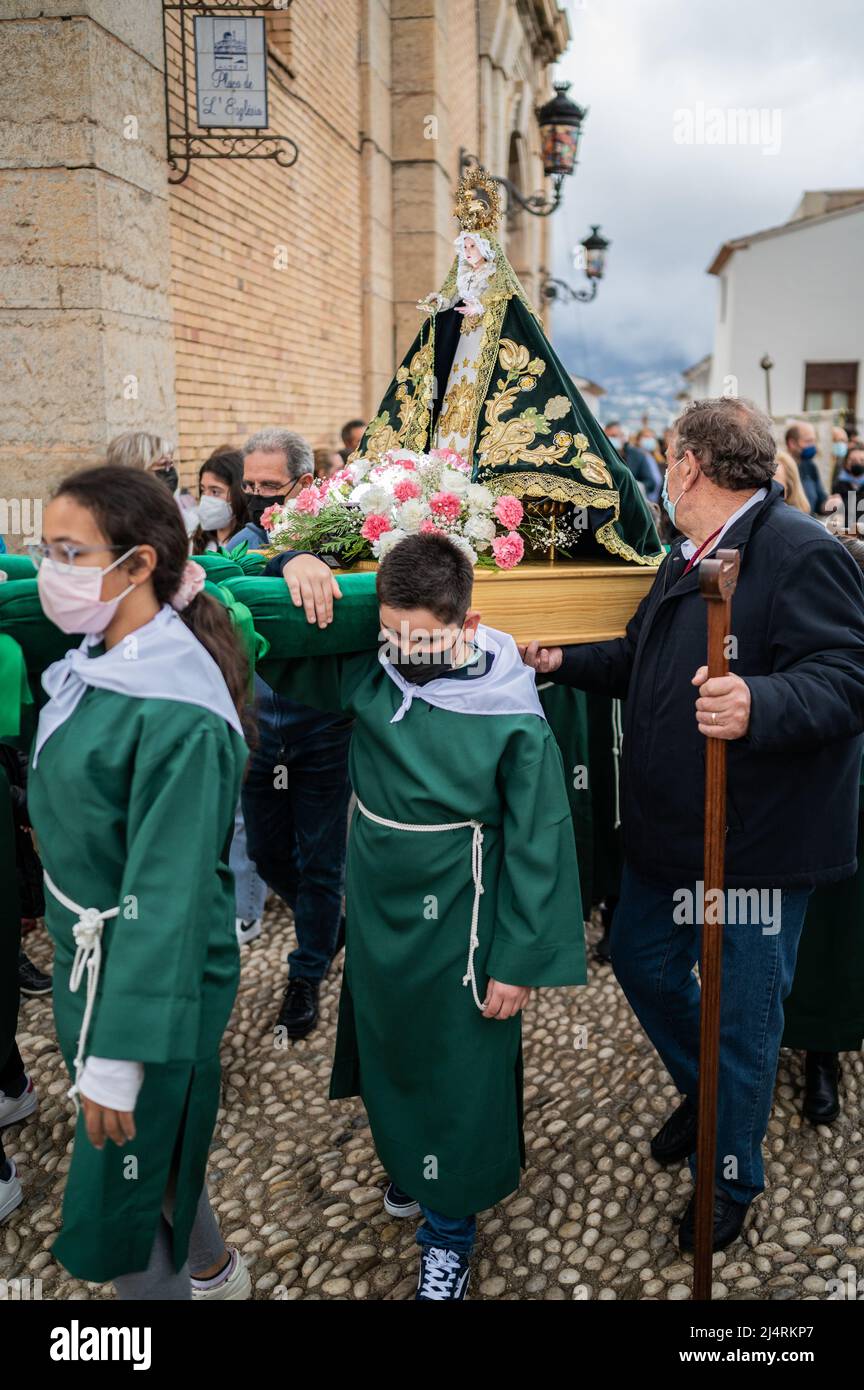 Child procession during Easter week religious celebration in Altea ...