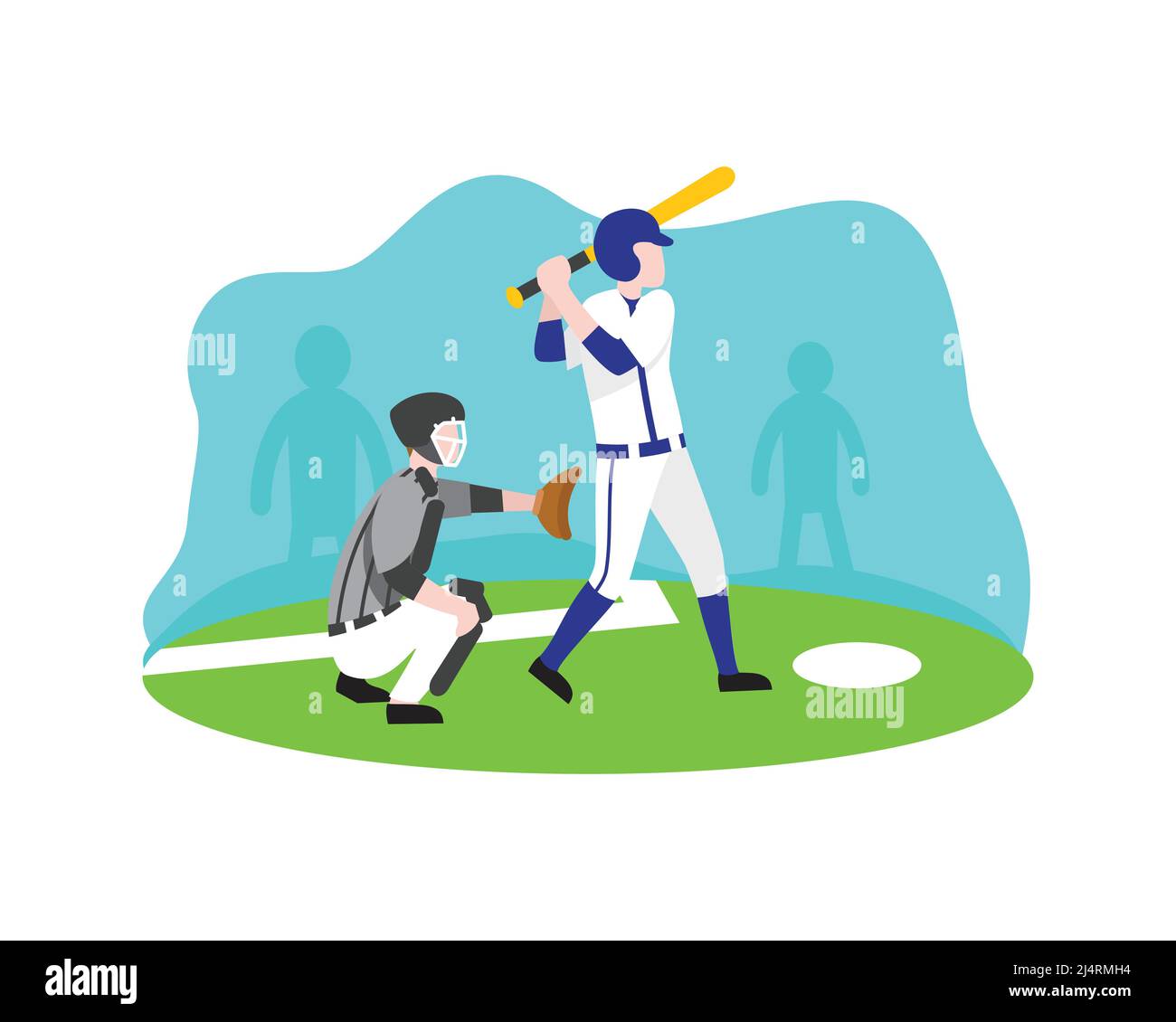 Baseball Players or Baseball Athletes Playing Together Illustration ...
