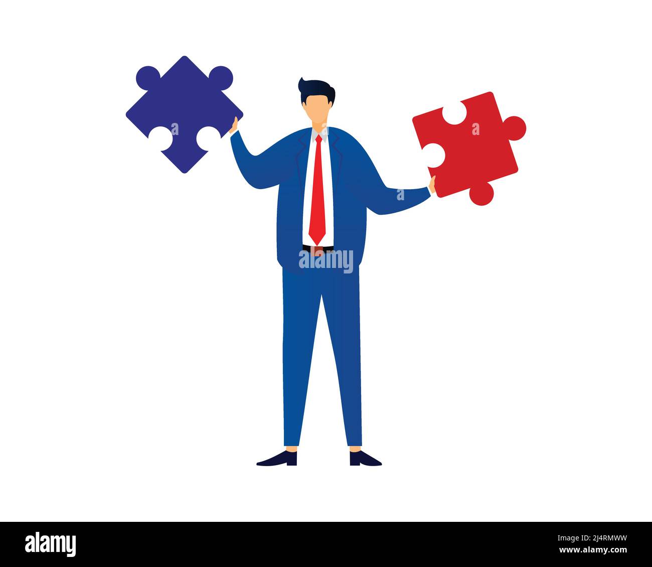Businessman Holding Puzzles Illustration as Symbolization of Solving ...
