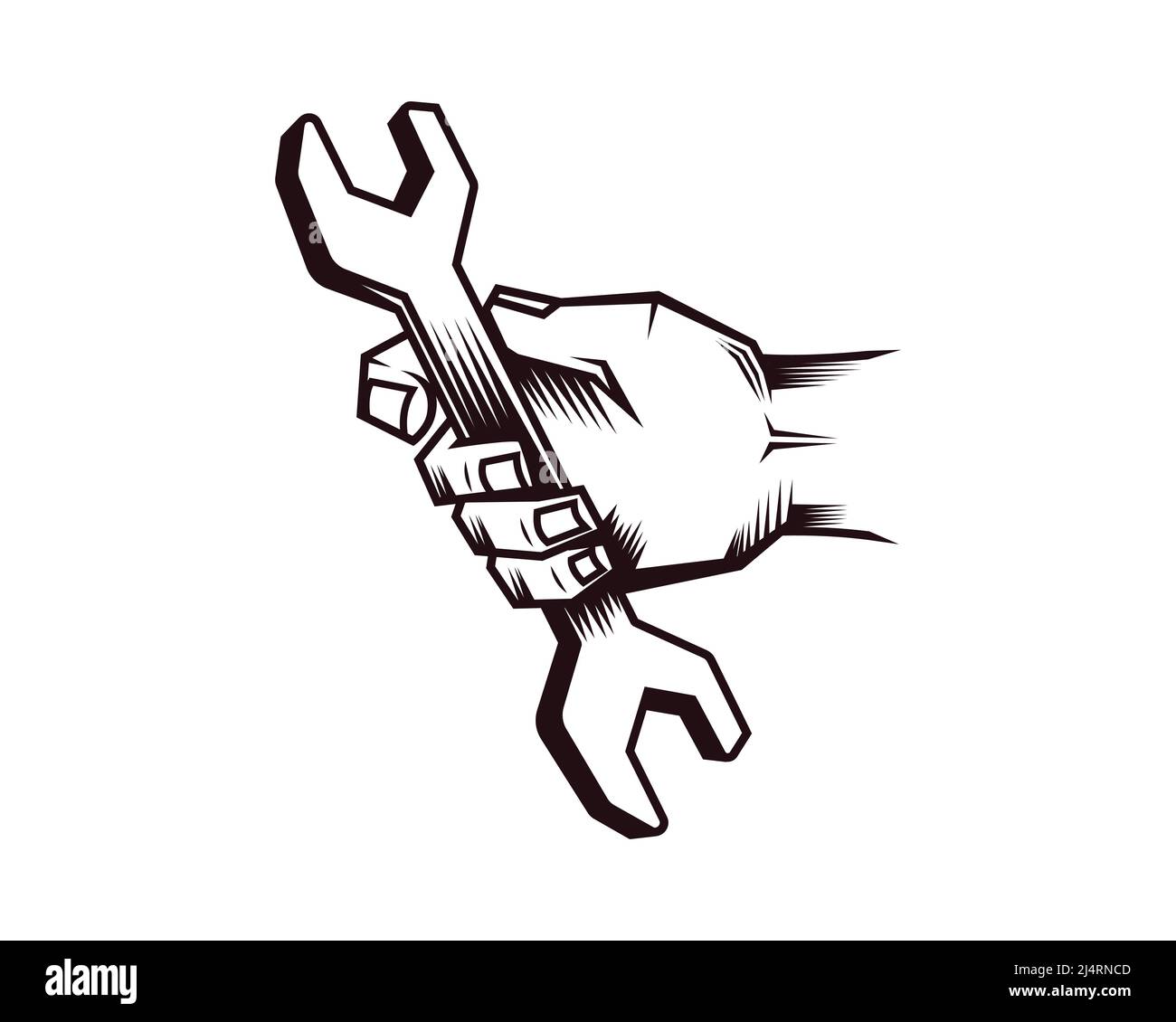 Hand and Wrench Symbol with Silhouette Style Vector Stock Vector Image ...