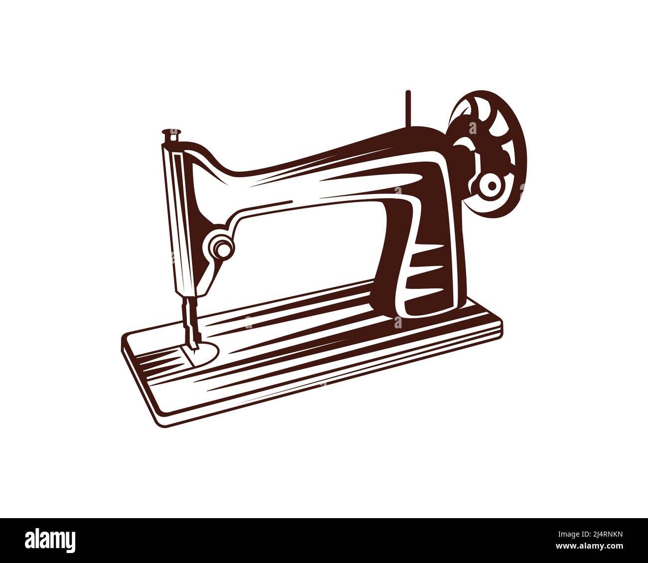 Vintage Sewing Machine Illustration With Silhouette Style Vector Stock