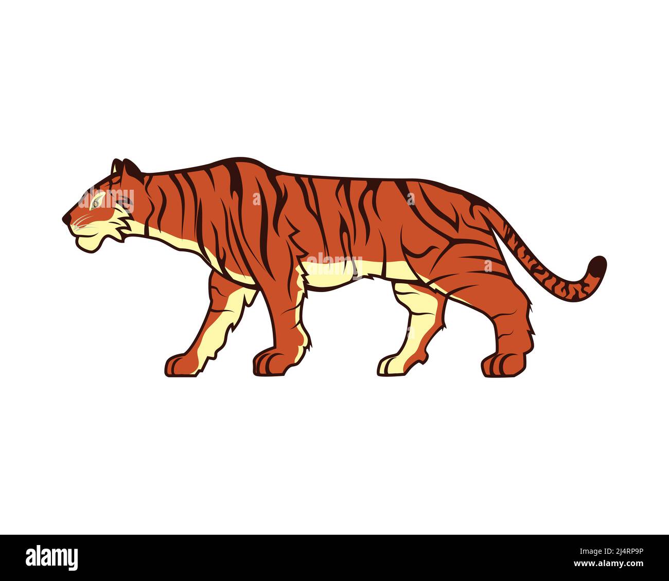 Detailed Tiger with Standing Gesture Illustration Vector Stock Vector ...