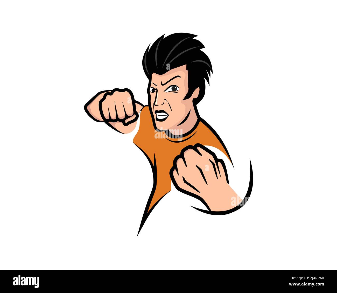 Angry and Mad Man with Punching Gesture Illustration Vector Stock ...