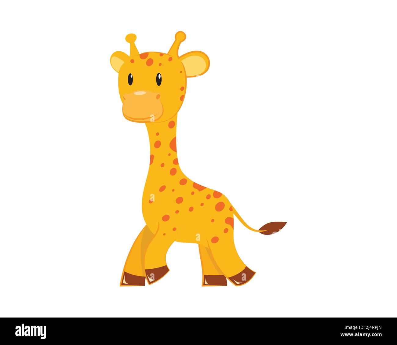 Cute Cartoon Giraffe with Walking Gesture Vector Stock Vector Image ...