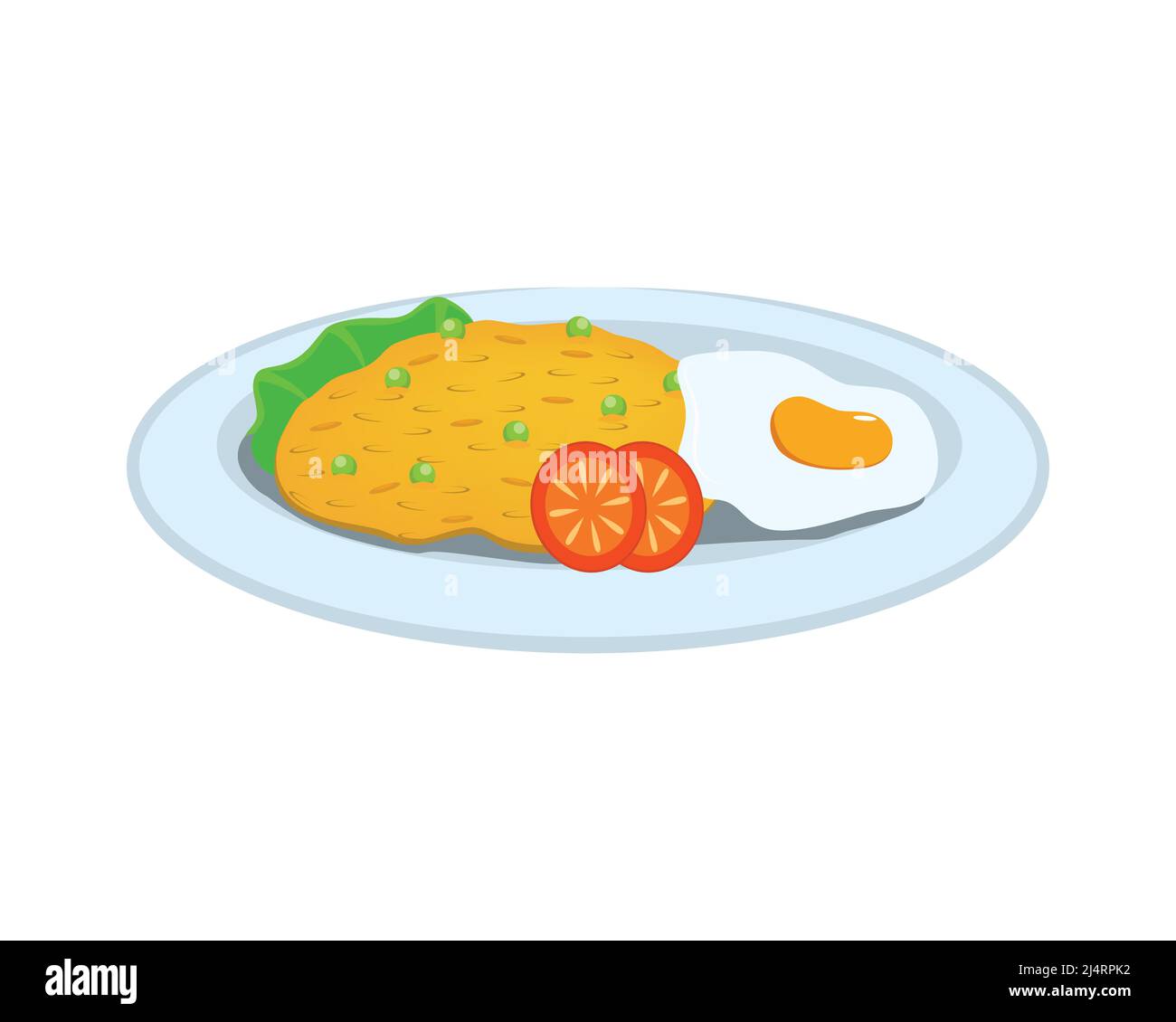Detailed Fried Rice on the Plate Illustration Vector Stock Vector Image ...
