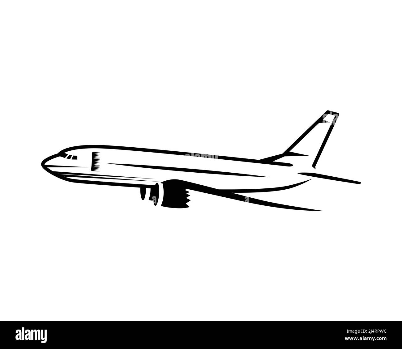Flying Airplane Illustration with Silhouette Style Vector Stock Vector ...