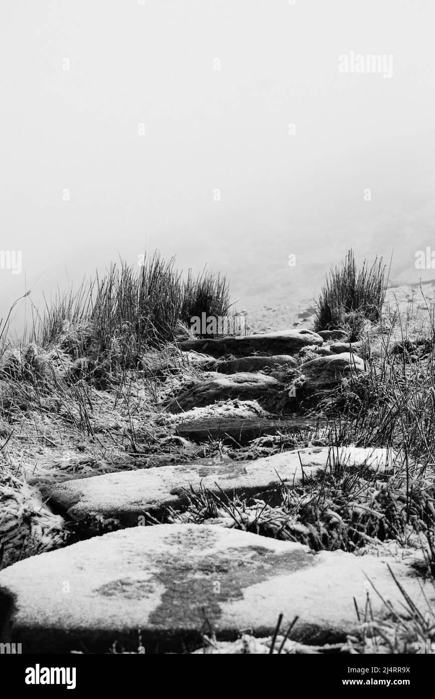 Stepping stones to Mount Snowden Stock Photo - Alamy