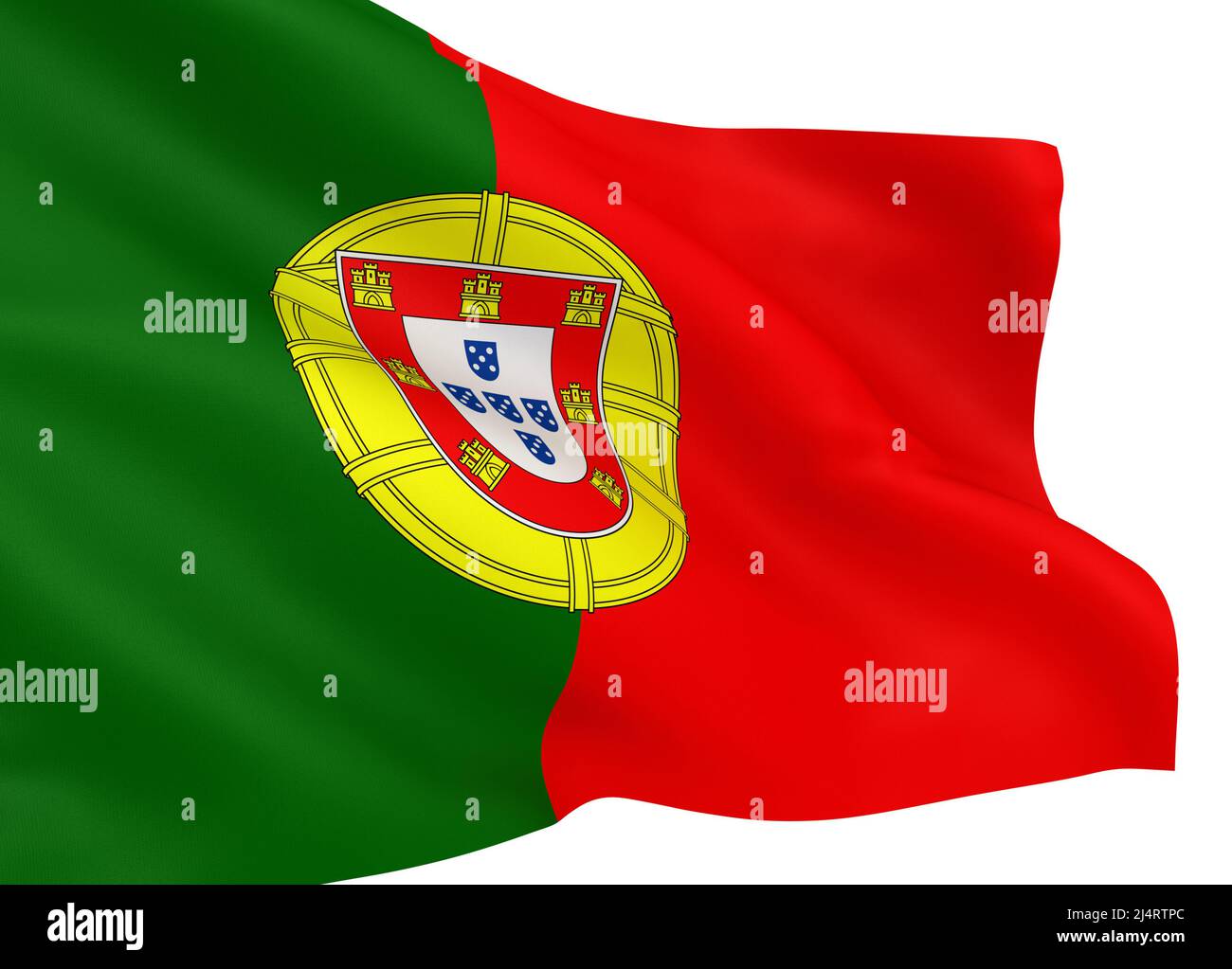 Waving Portugal flag isolated over white background Stock Photo - Alamy