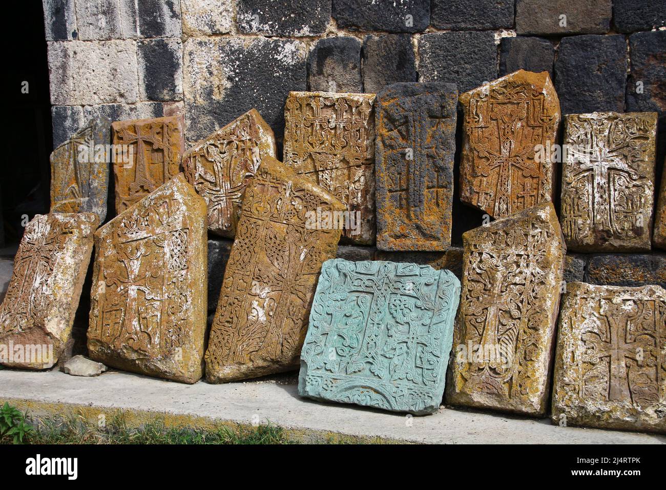 Cross stones also called Khachkar in the Sevanavank Monastery, Armenia ...