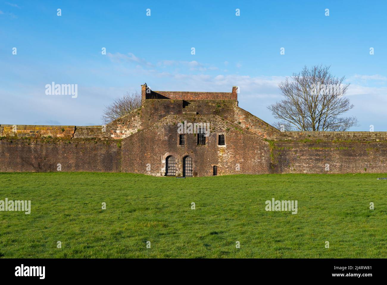 Old stone and bick structure on city wall. Carlisle, England Stock ...