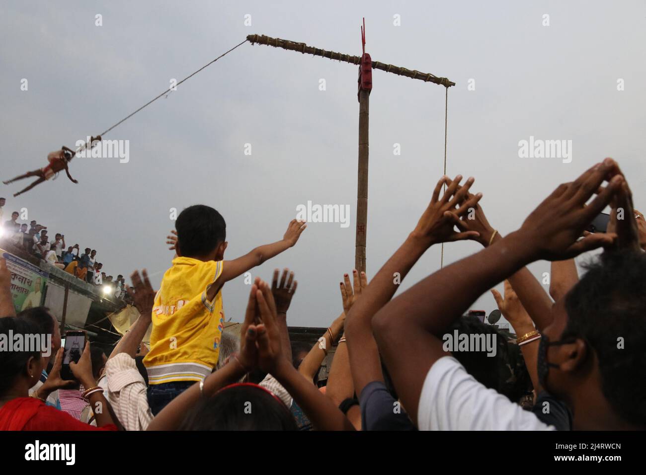 (4/14/2022) Devotees gather to witness Charak on the eve of Bengali New ...