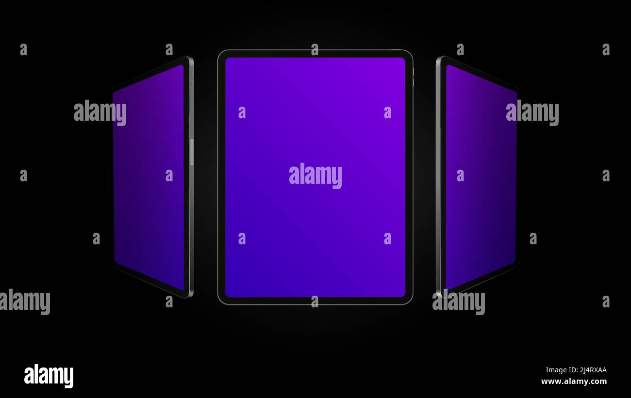 3D realistic graphic Tablet. Dark Template for infographics or ...