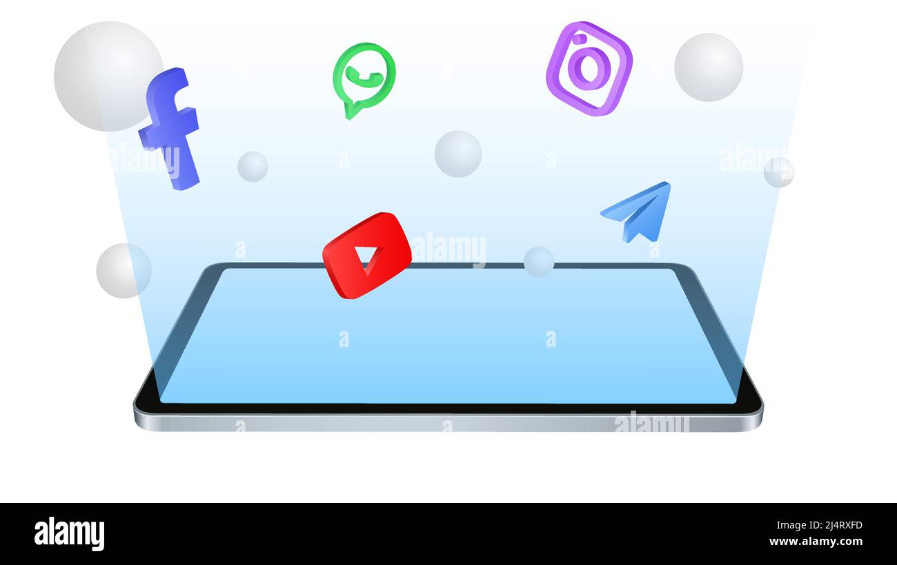 Social Media, Texting Apps. Tablet Mockup. Vector illustration Stock ...