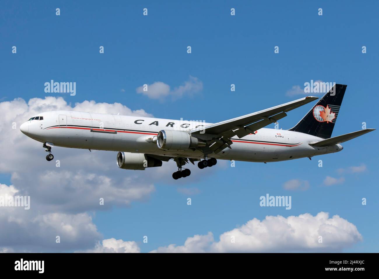 CargoJet Boeing 767 cargo freighter aircraft C-FPIJ landing at London ...