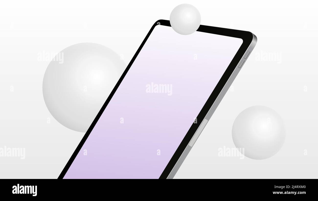 Simple Tablet Mockup with 3D White Bubbles. Vector illustration Stock ...