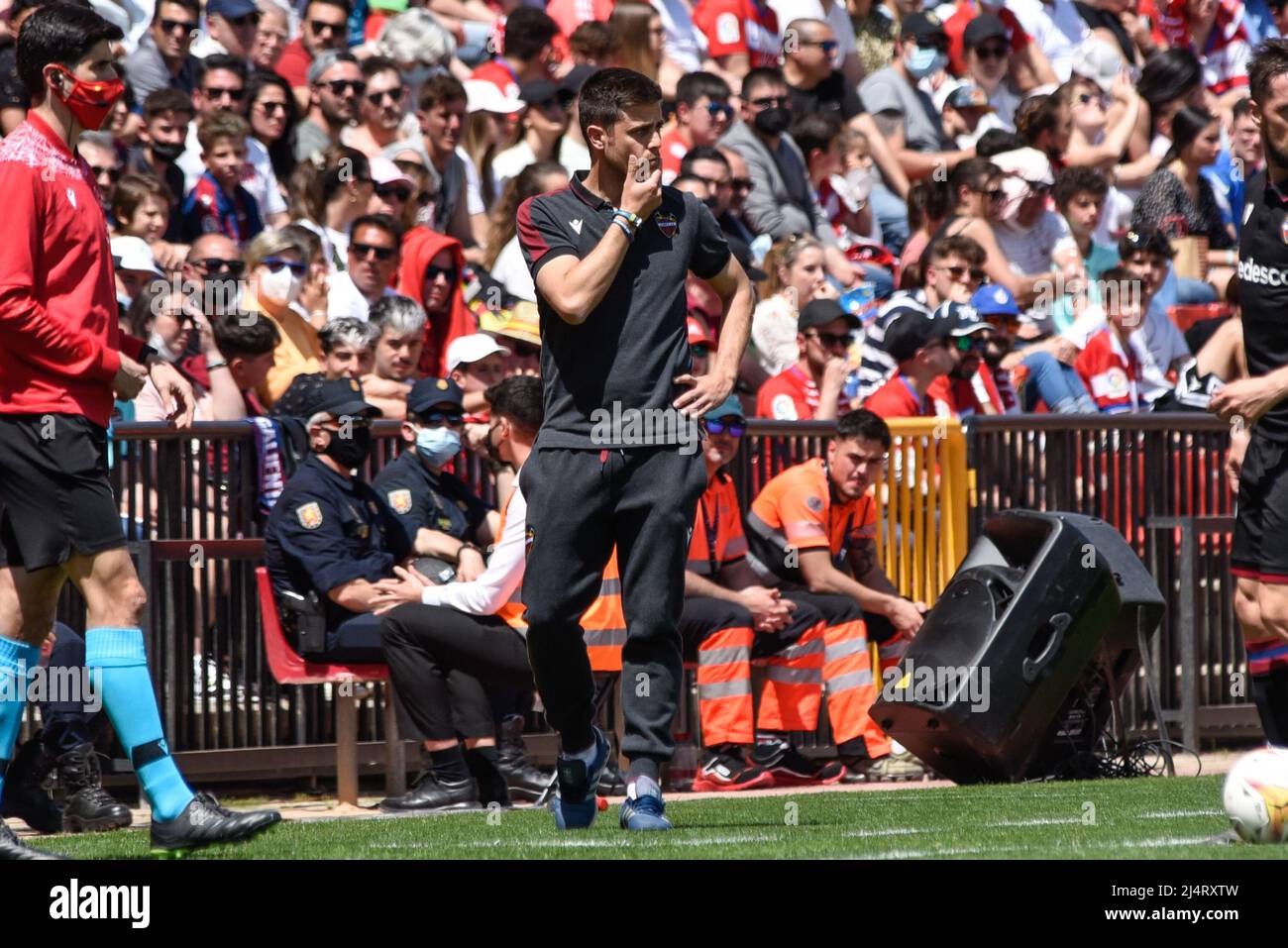 Alessio Lisci coach of UD Levante in action during the Liga match ...