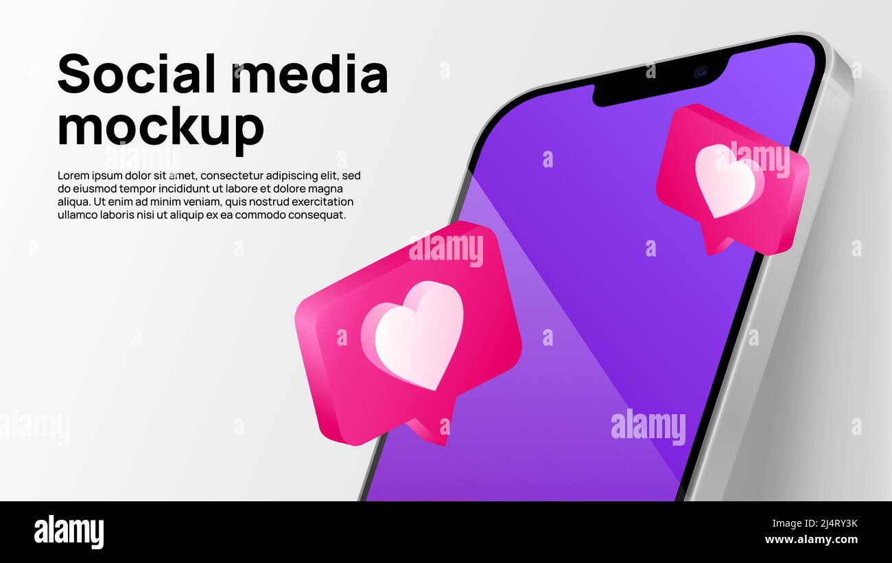 Social Media Mockup. Likes and Smartphone Screen. Vector illustration ...