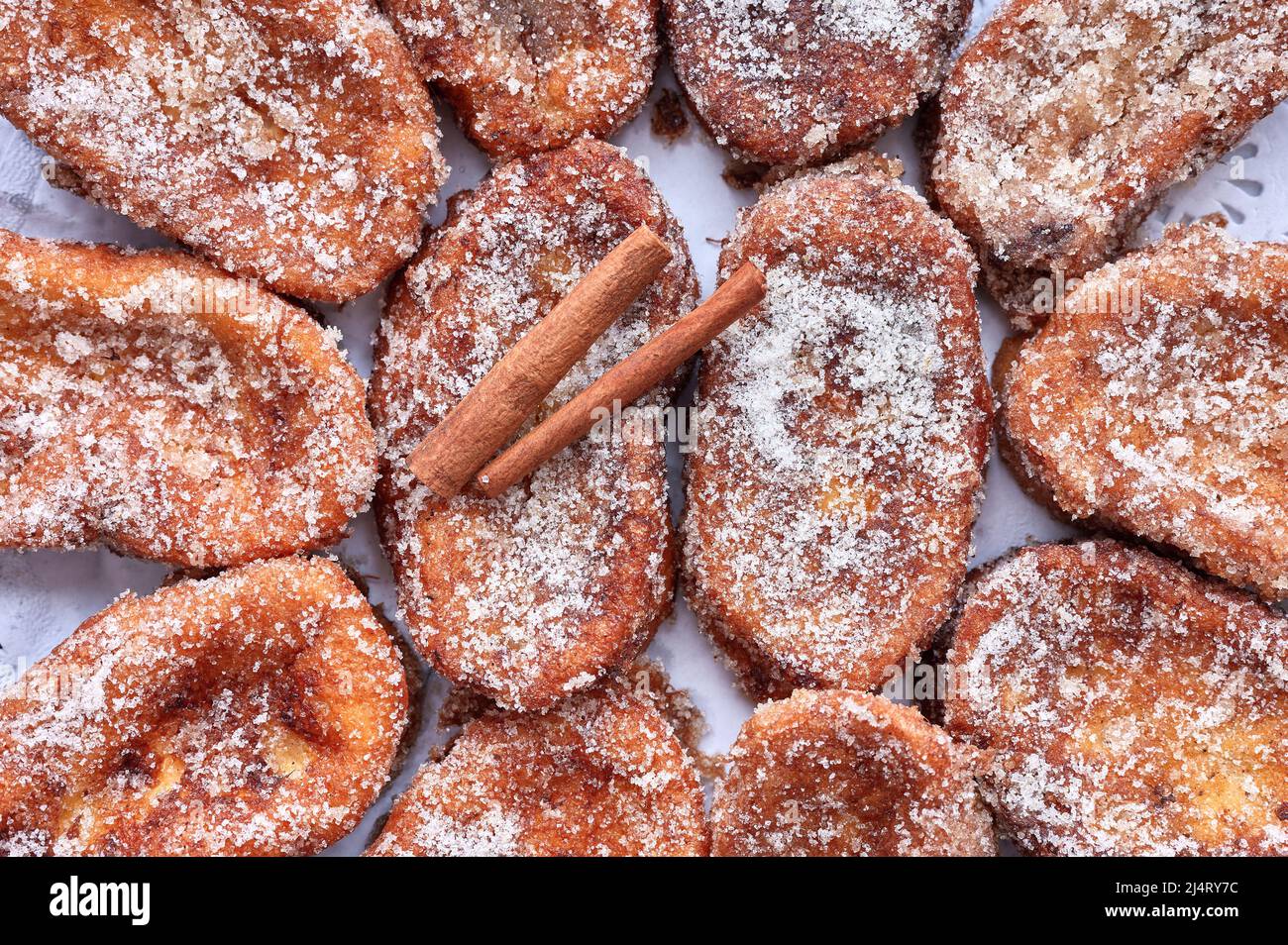 detail of a typical torrijas in holy week in spain on a plate with ...