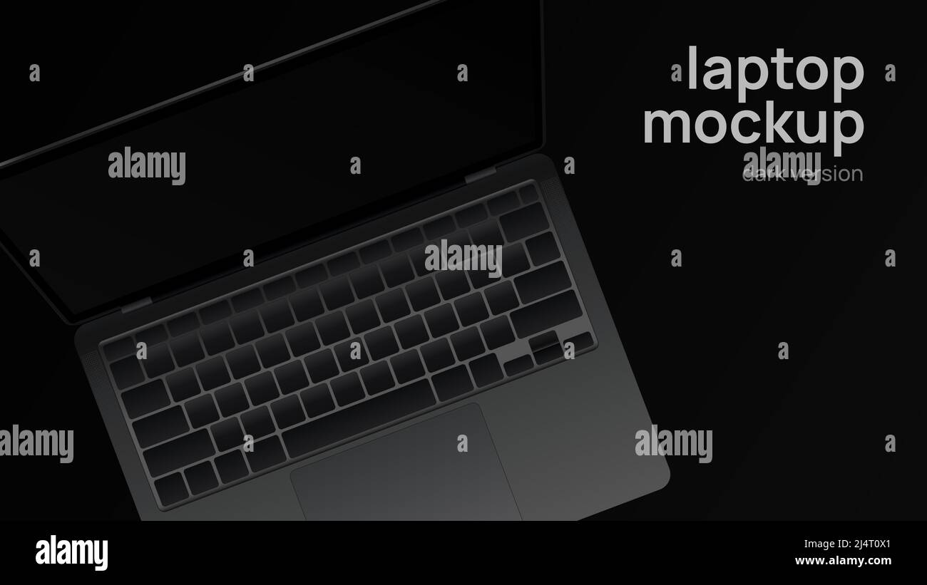Realistic Black Laptop Mockup. Dark Version. Top View. Vector ...