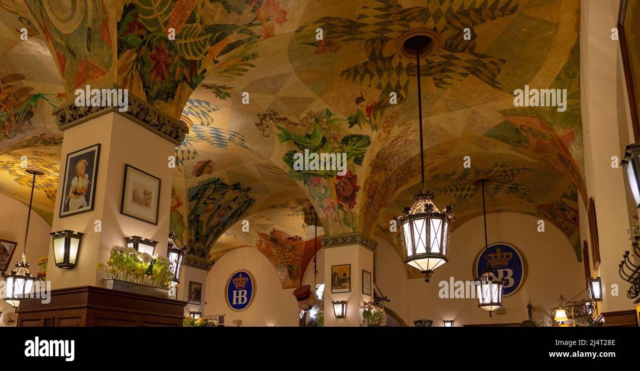 Munich, Germany - 04.07.2022: famous hofbrauhaus traditional pud keller ...