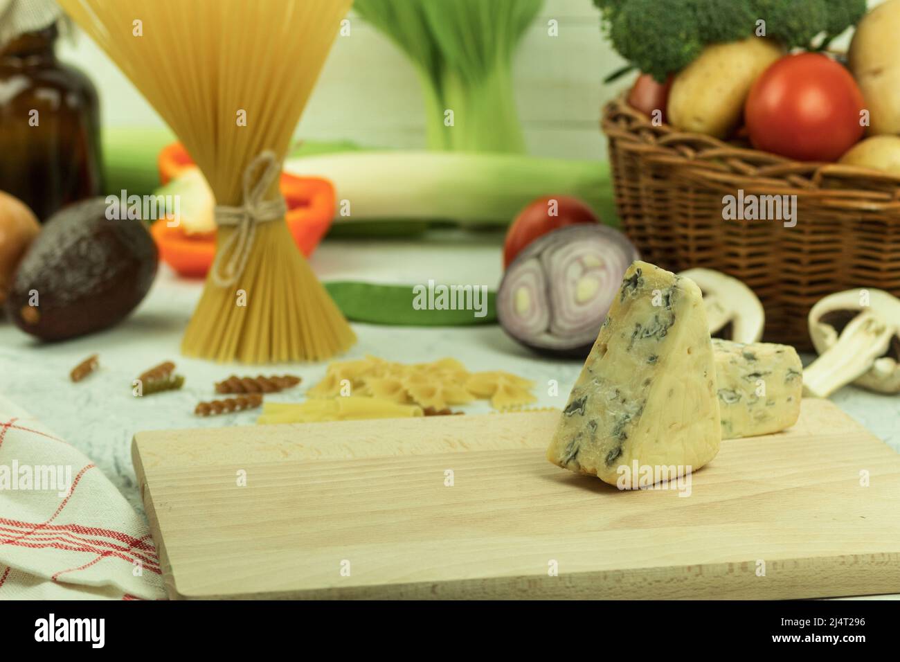Fresh vegetables and spices for cooking pasta. Italian cuisine concept ...
