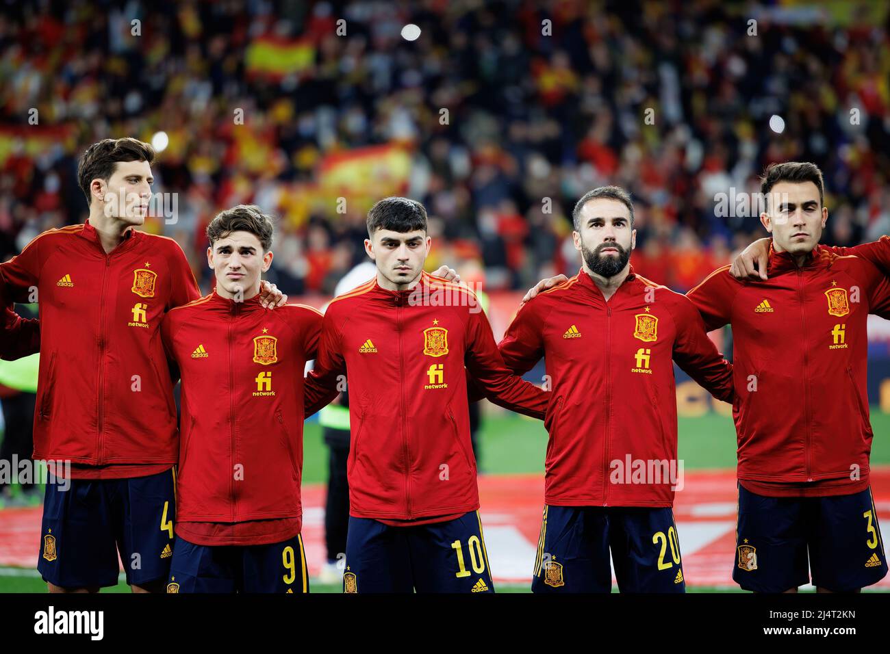 BARCELONA - MAR 26: Spain players prior to the International Friendly ...