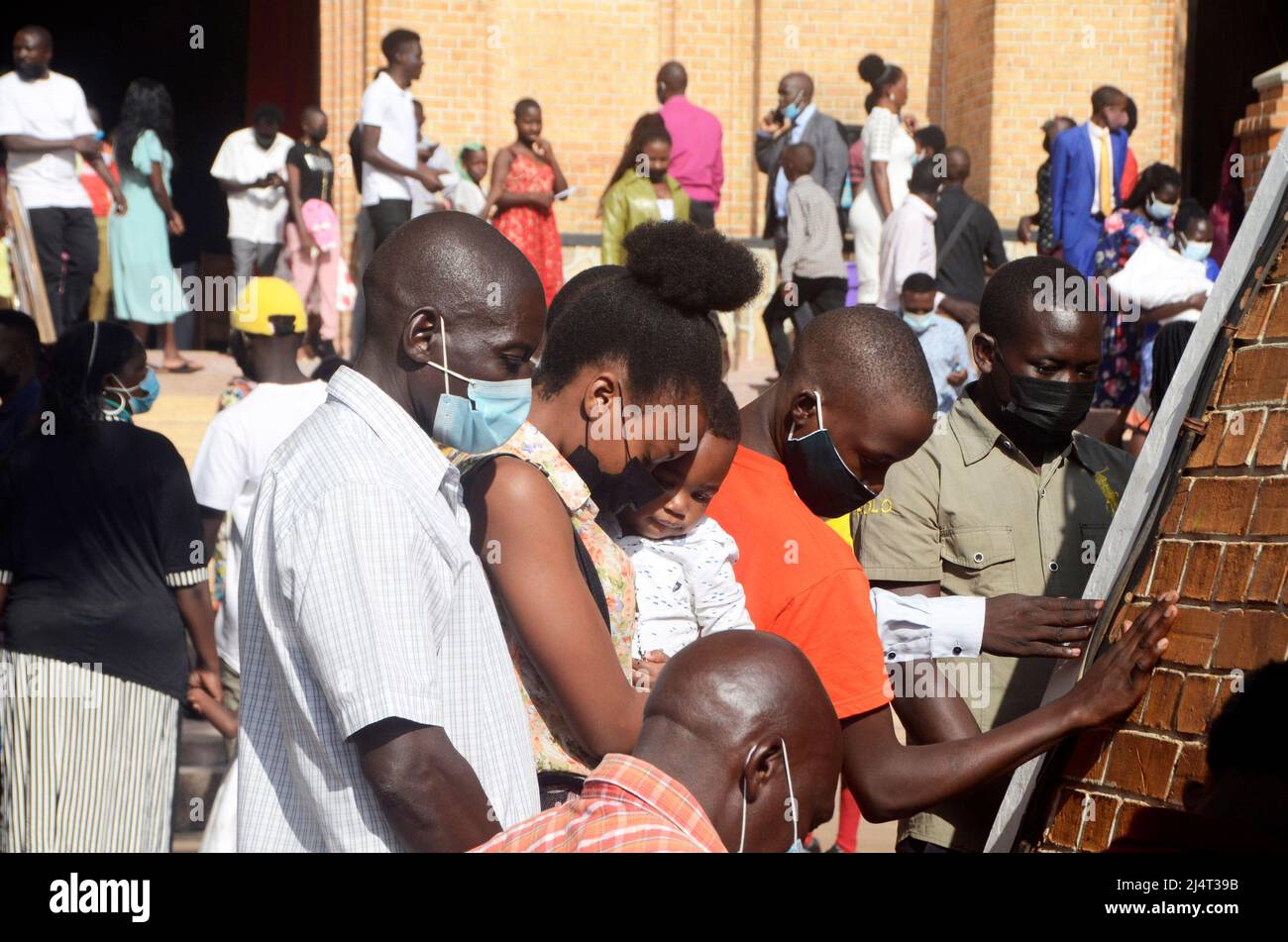 Kampala, Uganda. 17th Apr, 2022. Ugandan Christians pray during the ...