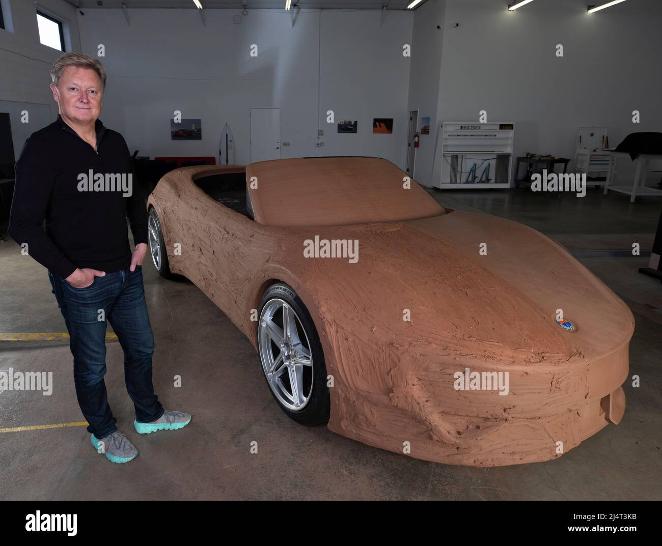 Henrik Fisker with a clay design study for an all electric sports car ...