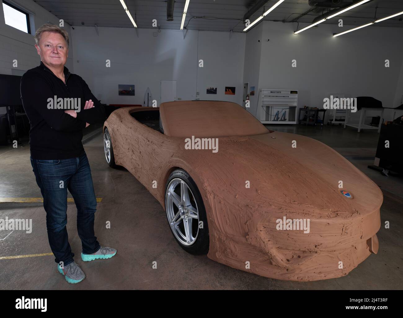 Henrik Fisker with a clay design study for an all electric sports car ...