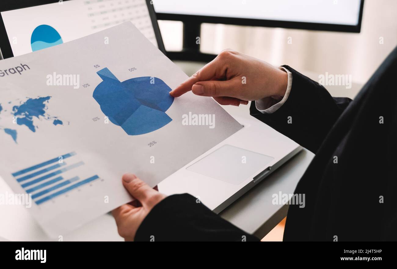 Business woman working at bank office - Corporate professional job ...
