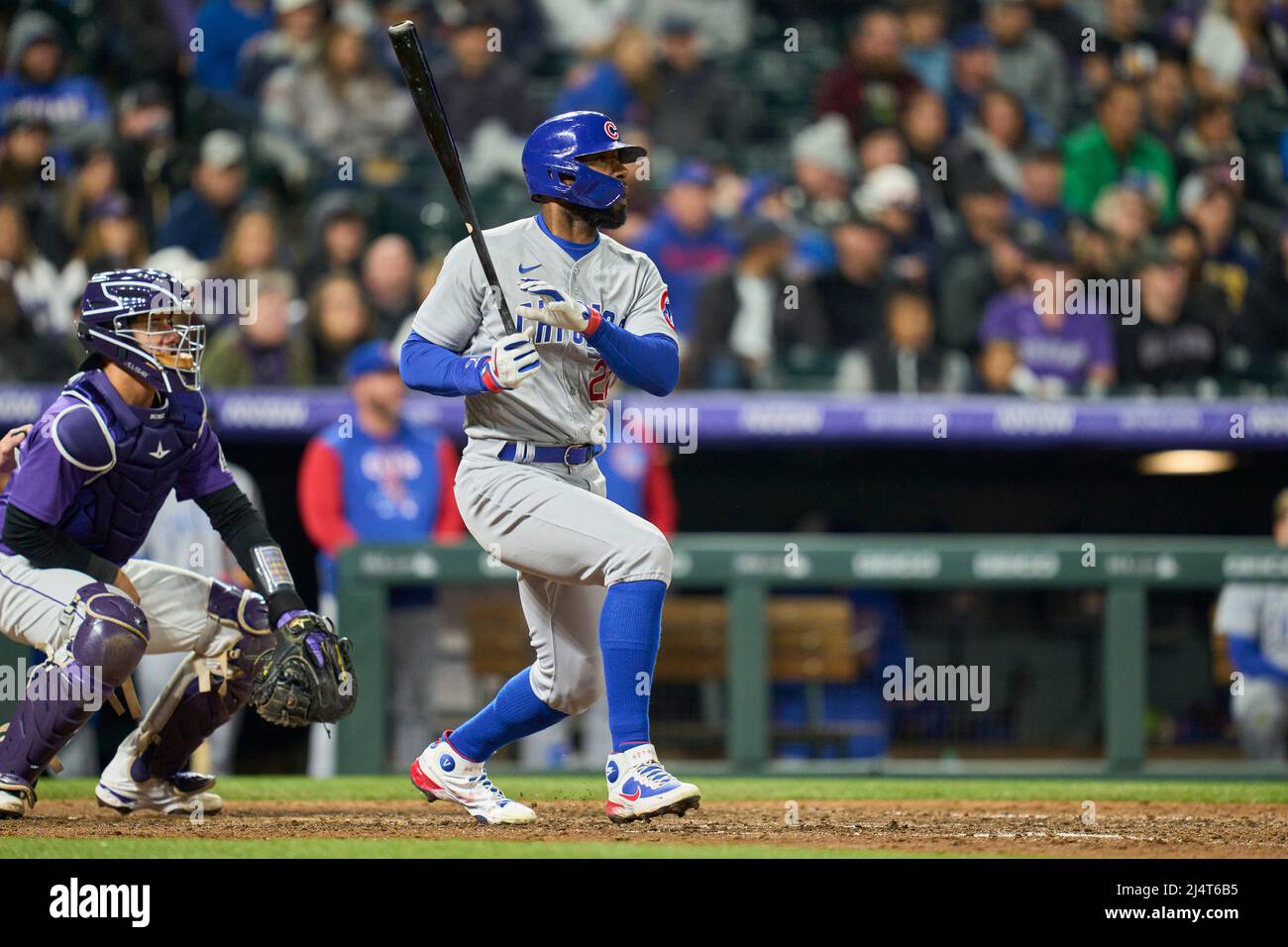 April 16 2022: Chicago center fielder Jason Hayward (24) gets a hit ...