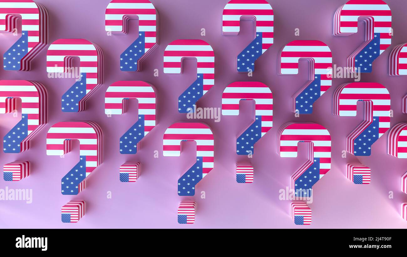 USA flag and question marks Stock Photo - Alamy