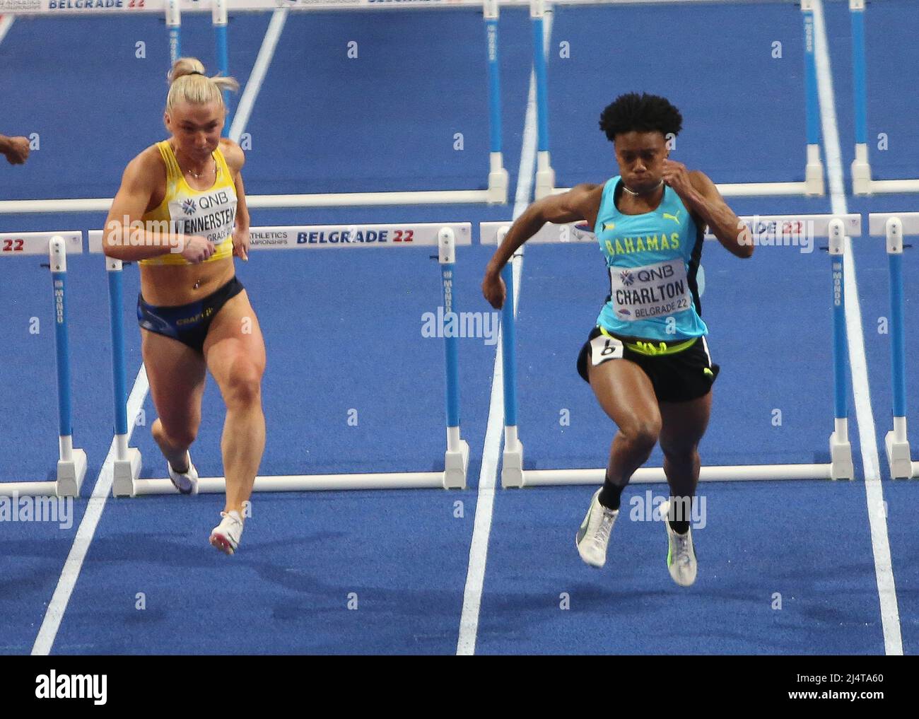 Julia WENNERSTEN of Sweden and Devynne CHARLTON of Bahamas Heats 60 M ...