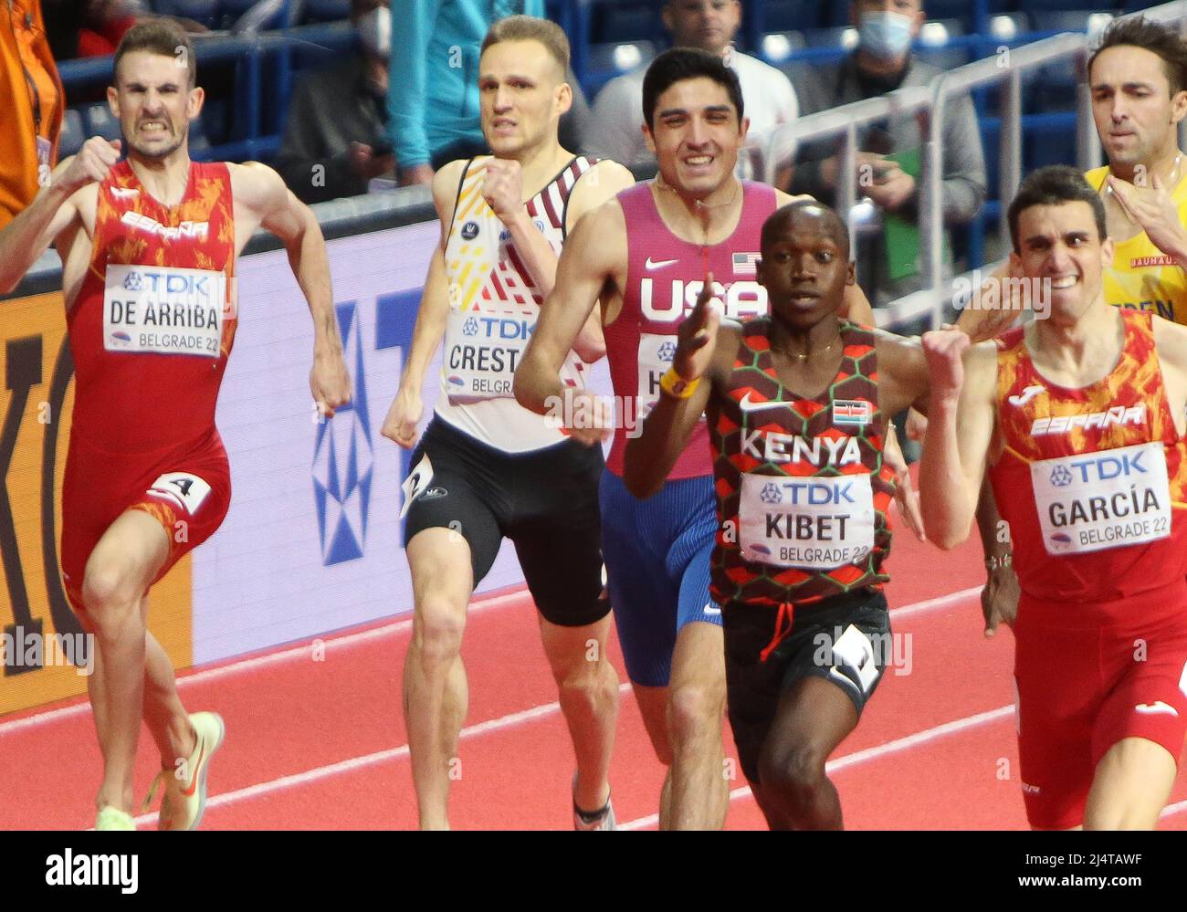 Bryce HOPPEL of USA , Noah KIBET of Kenya and Mariano GARCÍA of Spain Finale 800 M Men during ...