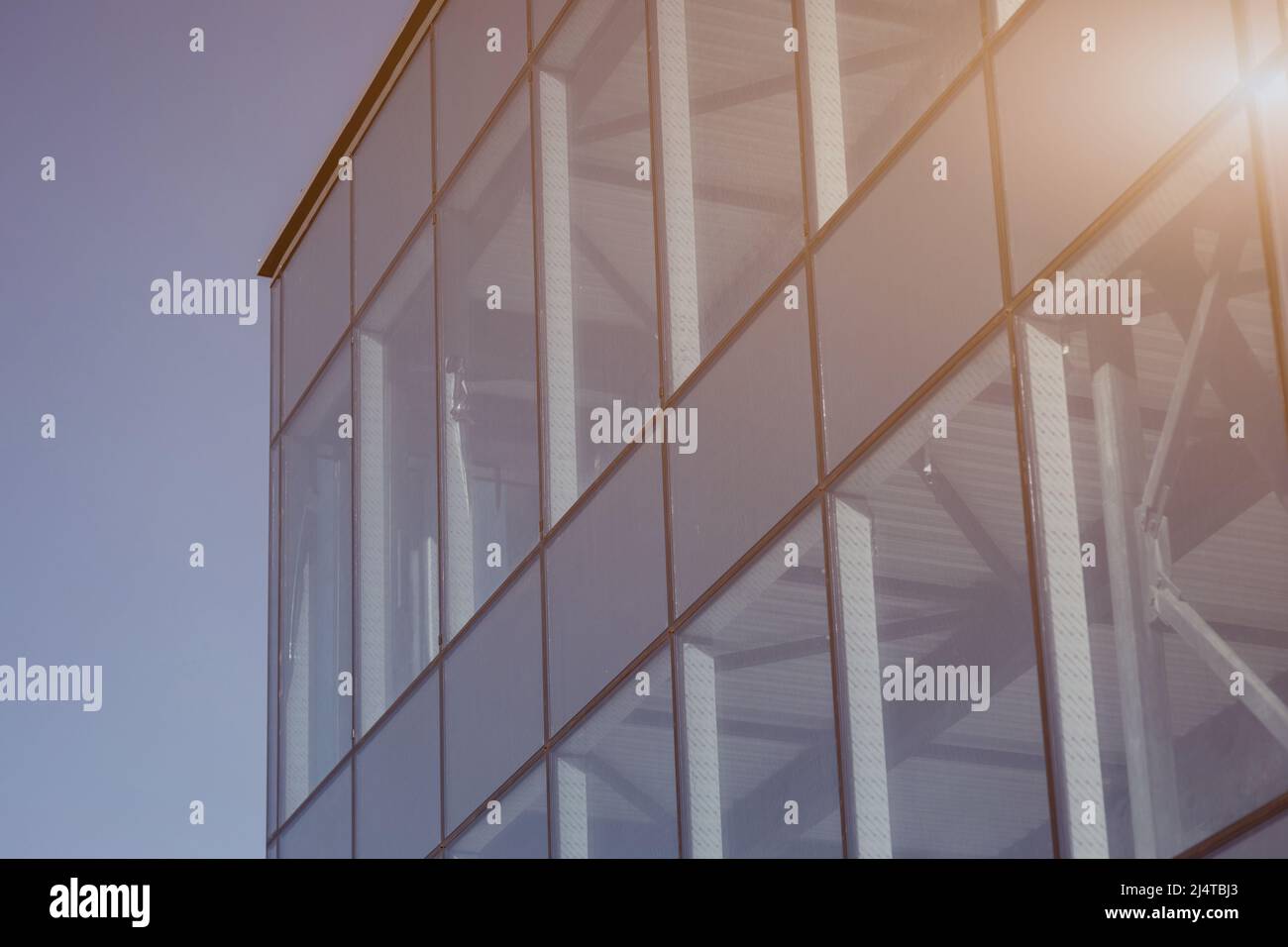 architecture on modern office building with glare. Exterior of business ...