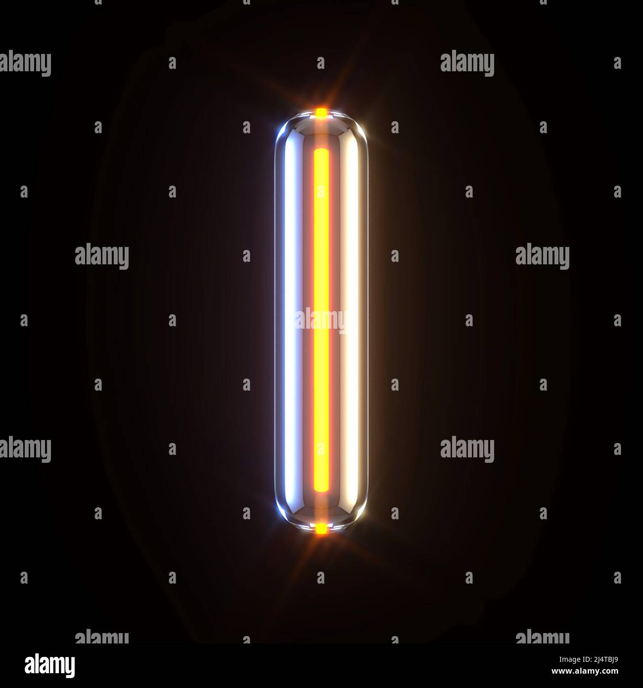 Glowing glass tube font Letter I 3D render illustration isolated on ...