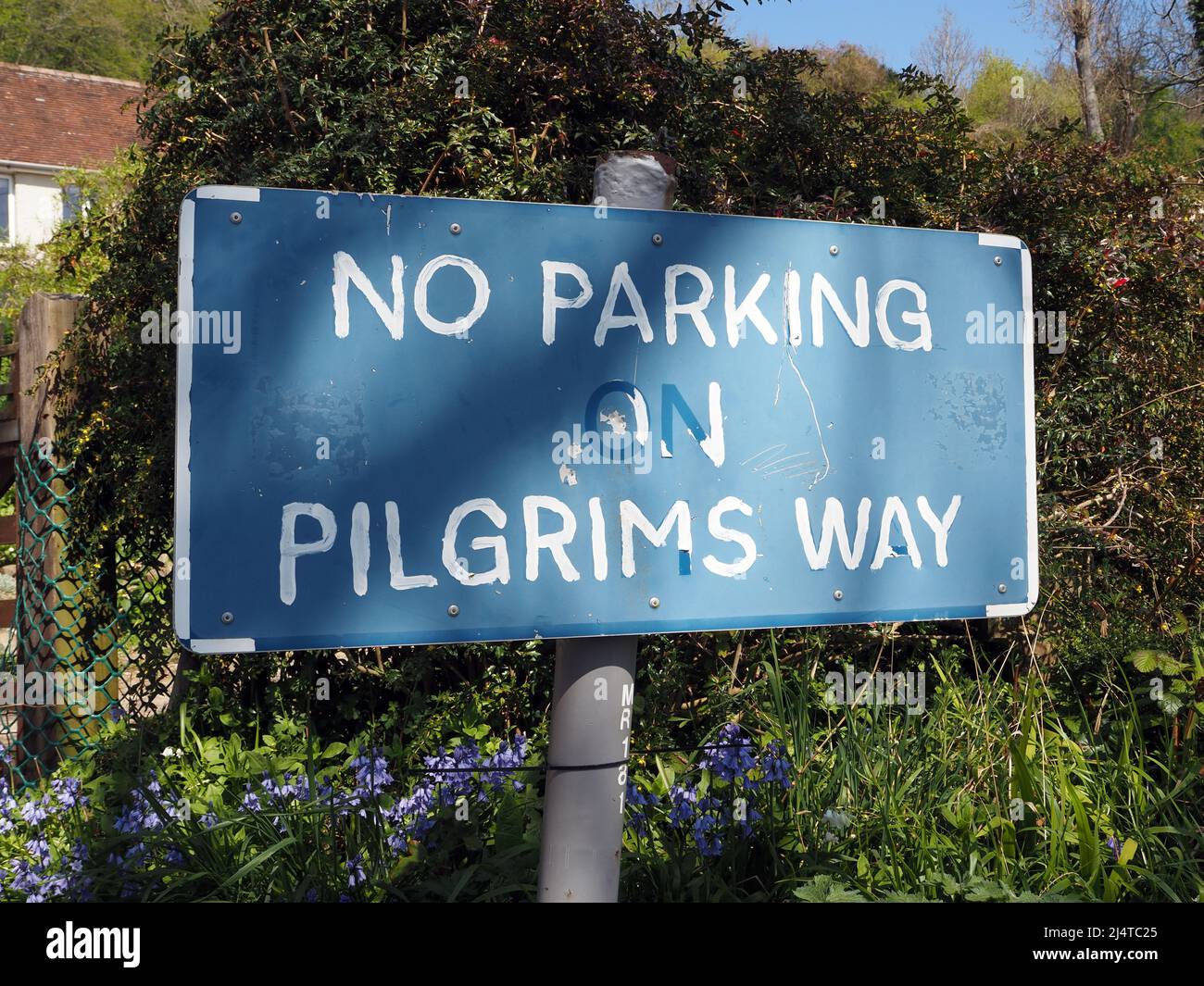 No Parking Sign on the Pilgrims Way, Kent Stock Photo - Alamy