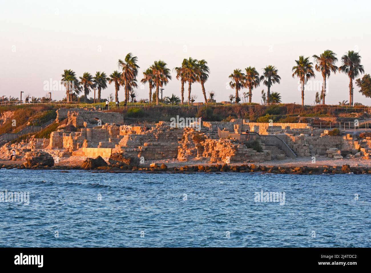 Caesarea old port ruins at sunset.old port, ancient Stock Photo - Alamy