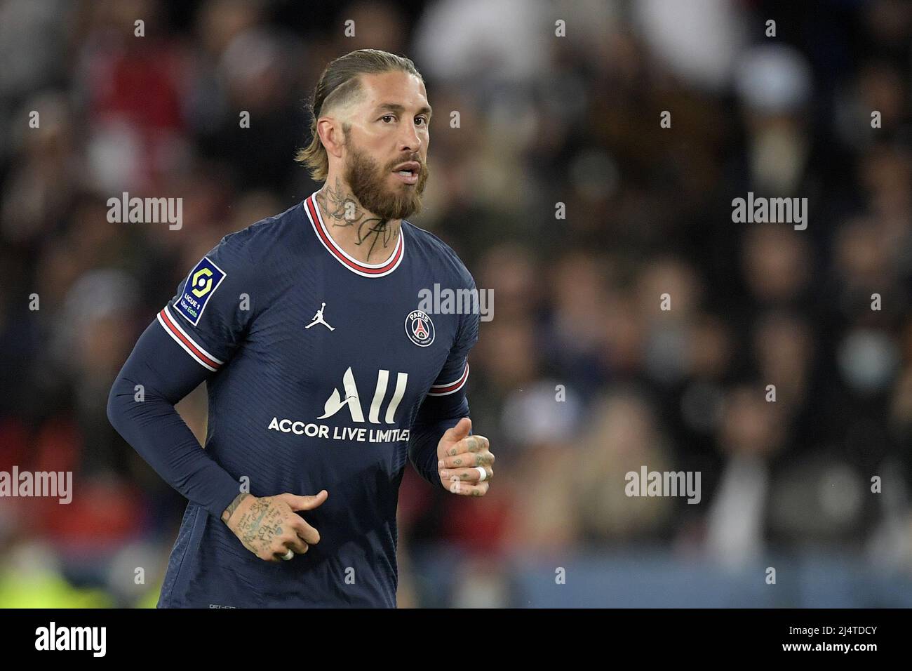 PARIS - Sergio Ramos of Paris Saint-Germain during the French Ligue 1 ...