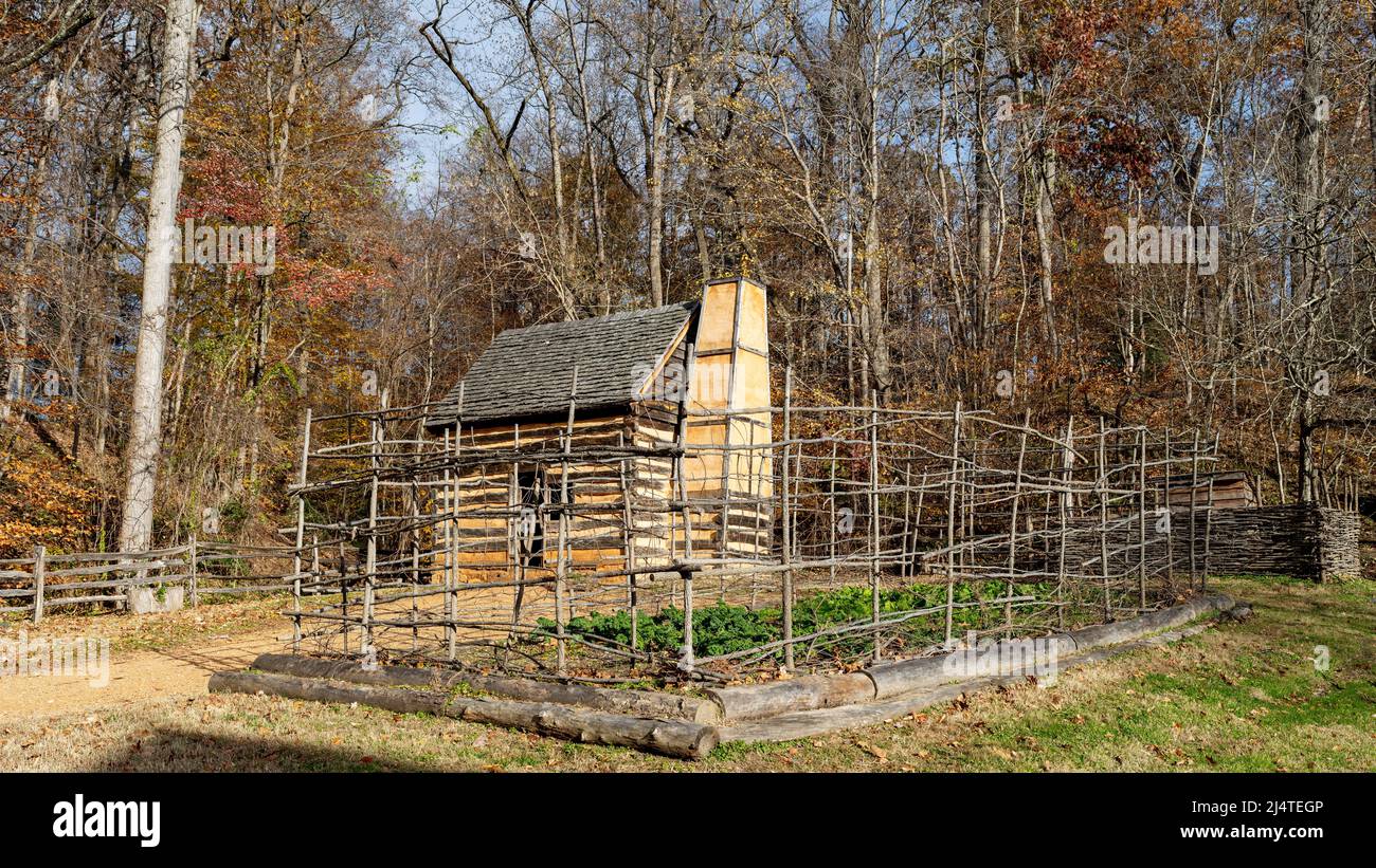 Rustic remote wilderness garden and rustic fence and building Stock ...