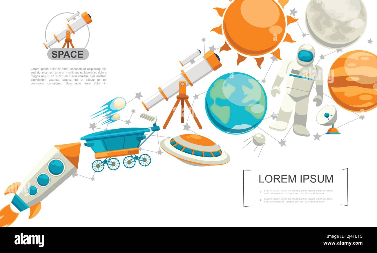 Flat space elements concept with rocket telescope Earth and Mars ...