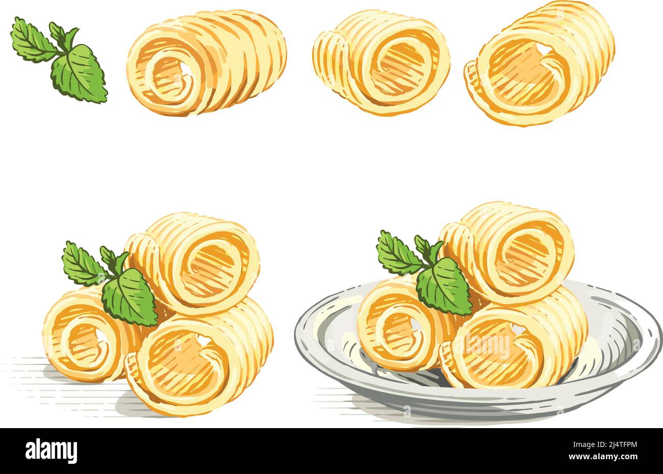 butter hand drawing sketch engraving illustration style vector Stock ...