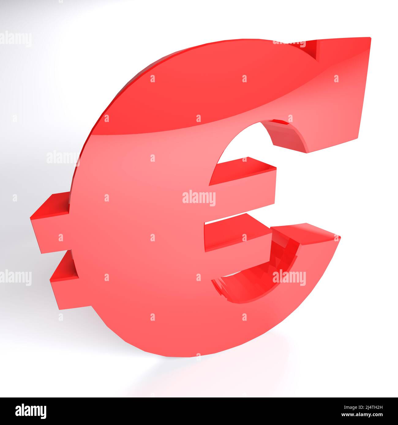 Euro currency red sign isolated on white background - 3D rendering ...