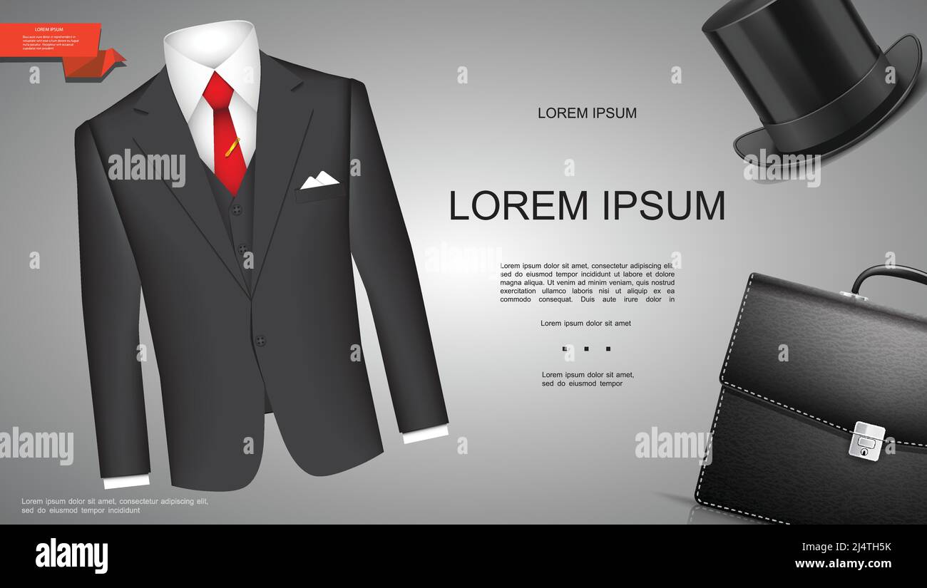 Realistic businessman style template with classic business suit ...